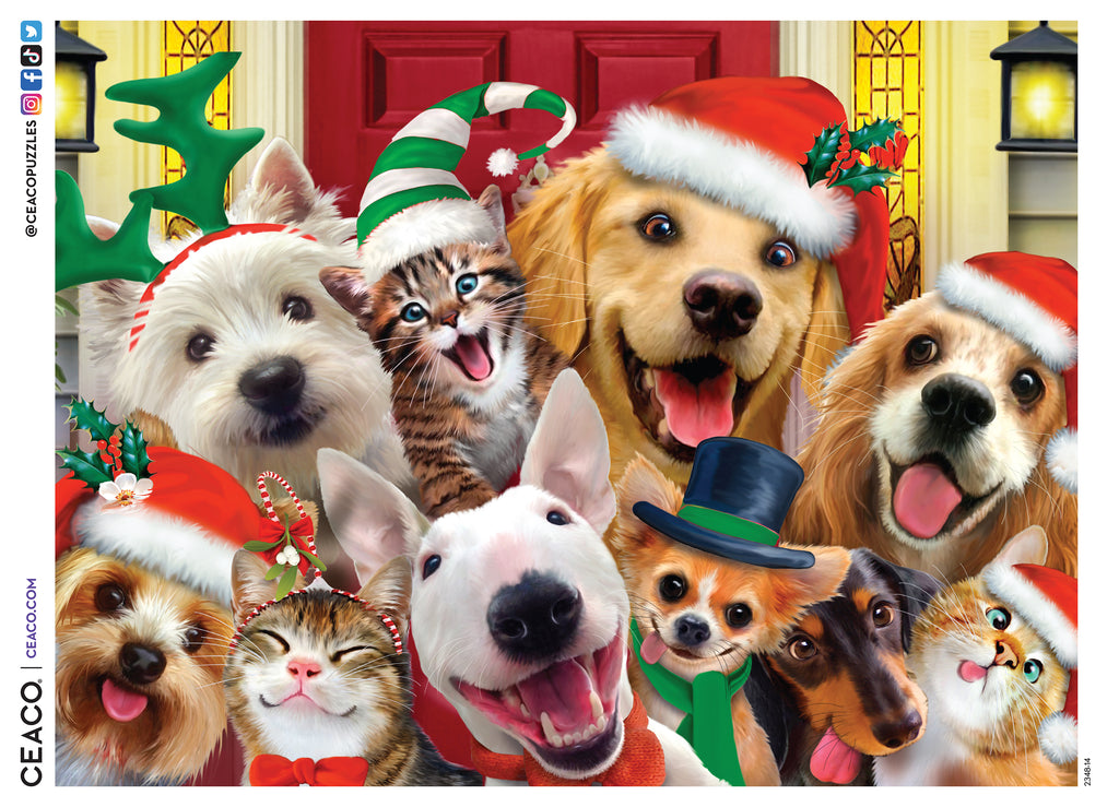 Christmas Selfies- Holiday Dog Selfies - 500 Piece Puzzle – Ceaco.com