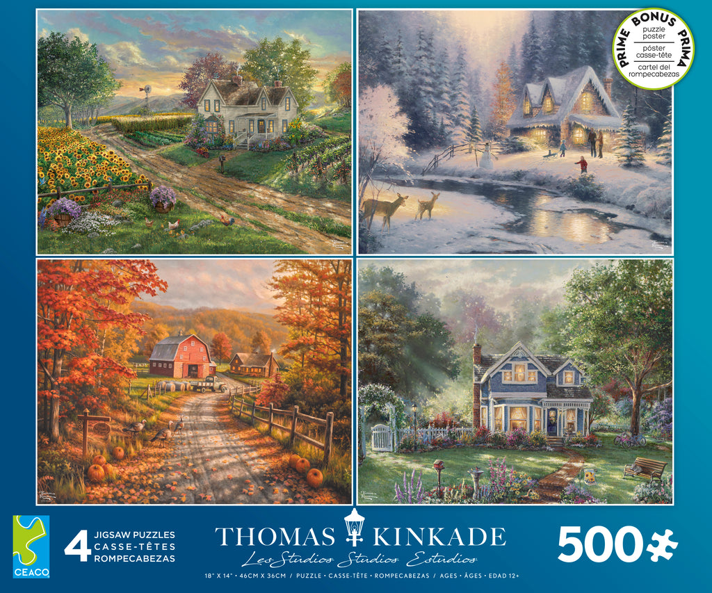 Thomas Kinkade Holiday 4 in 1 Puzzle Set – Ceaco.com